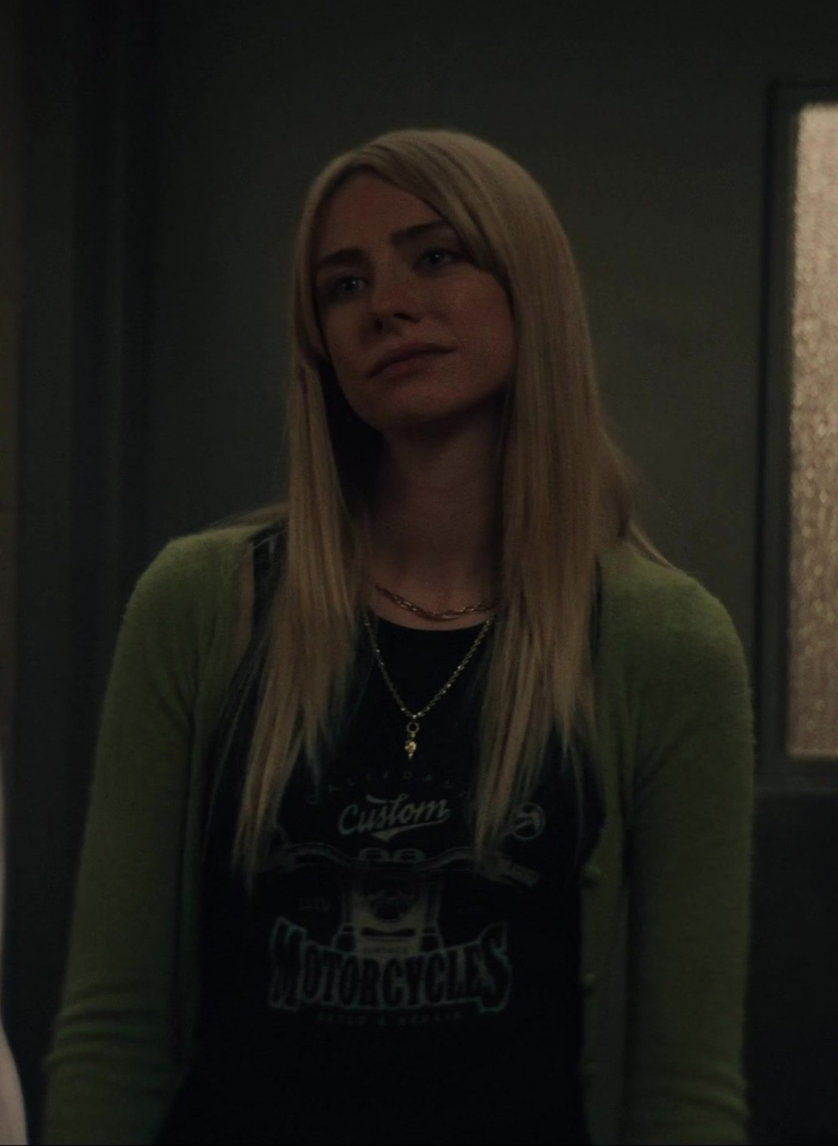 Custom Motorcycles Tee of Maddie Phillips as Cate Dunlap in Gen V TV Show