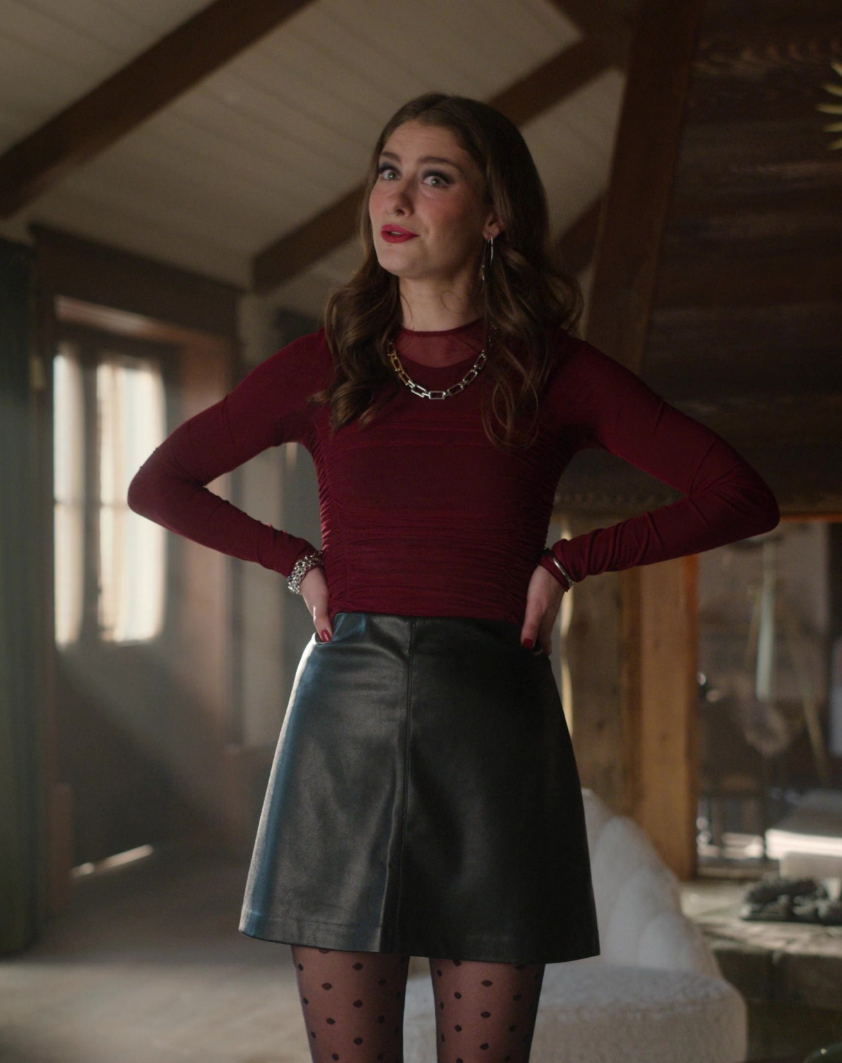 Black Polka Dot Tights of Mackenzie Cardwell as Tinsley in Upload