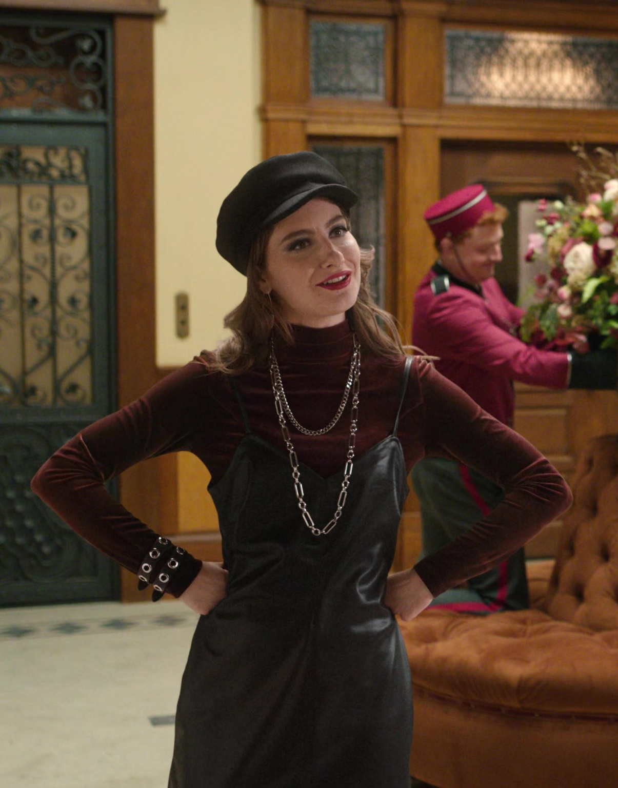 Faux Leather Cami Dress Worn by Mackenzie Cardwell as Tinsley in Upload ...