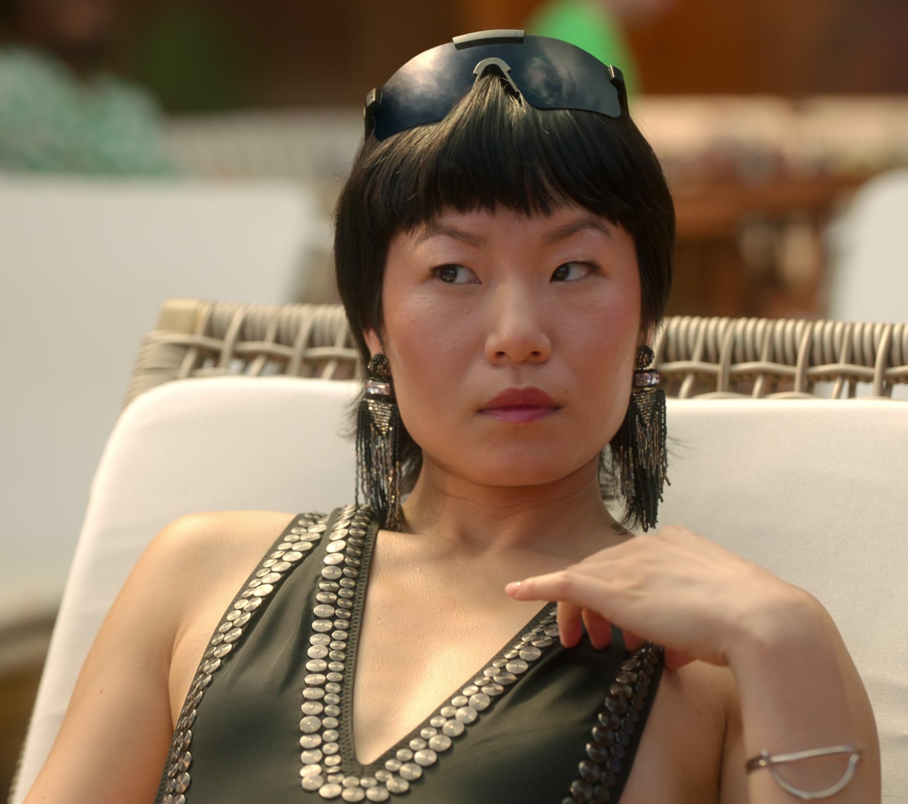 Long Tassel Earrings Worn by Karoline as Eleanor Chun in Death and ...