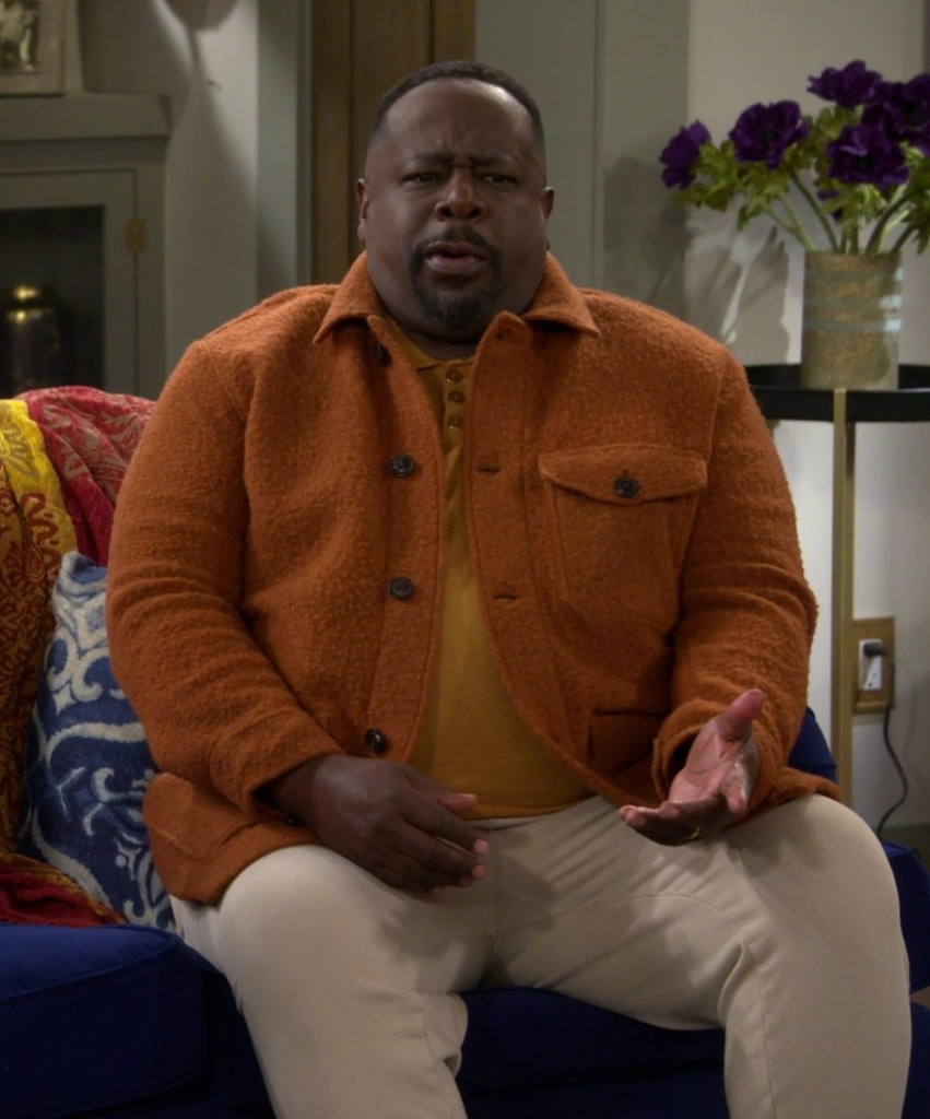 Rustic Brown Bouclé Chore Jacket Worn by Cedric the Entertainer as ...
